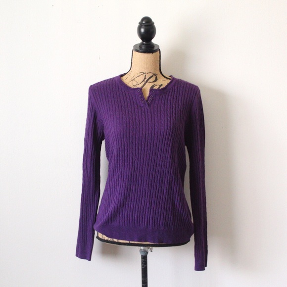 Laura Scott | Sweaters | Laura Scott Large Purple Long Sleeve Cable ...